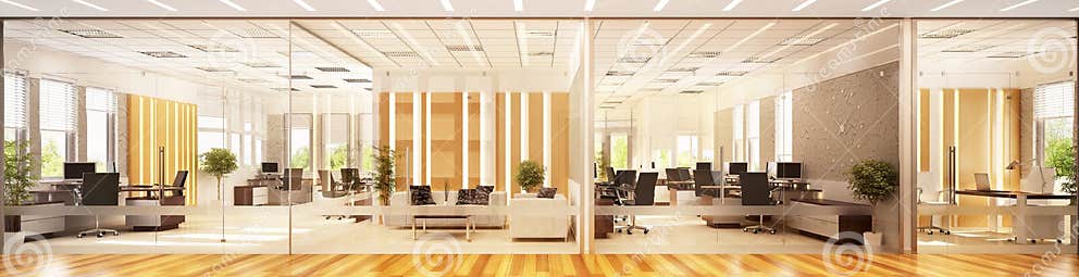 Modern Interior Design of a Large Office Space Stock Image - Image of ...