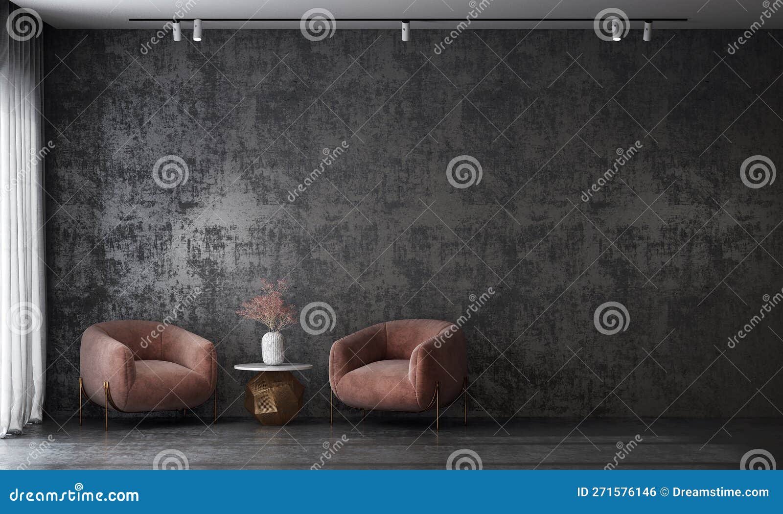 Modern Interior Design of Living Room and Concrete Wall Texture ...