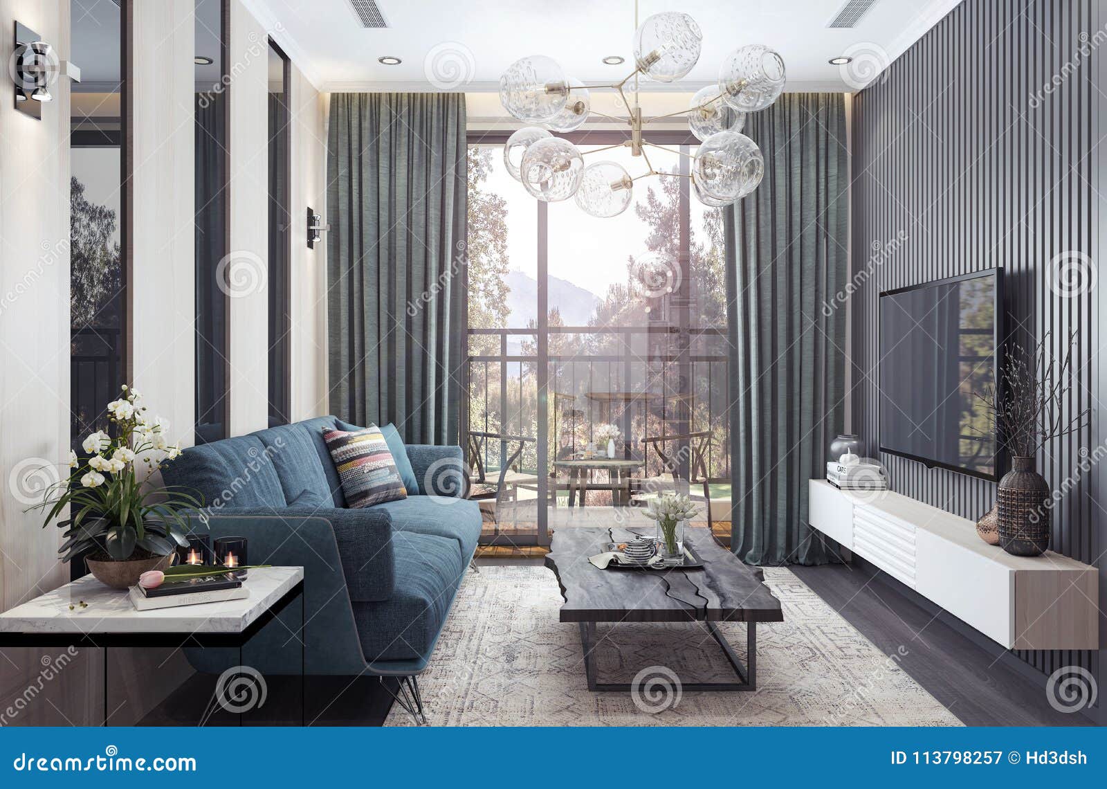 Modern Interior Design, Living Room Stock Image - Image of forest ...