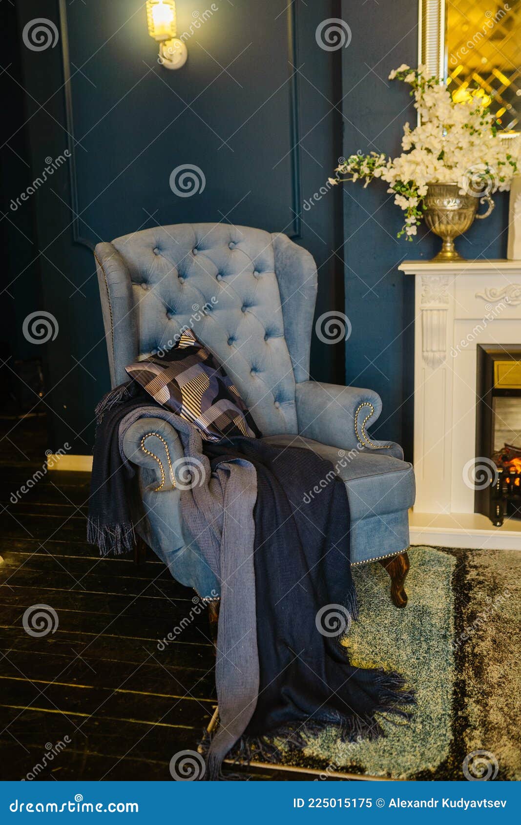 Modern Interior Design in the Loft Style Using Blue Color Stock Image ...