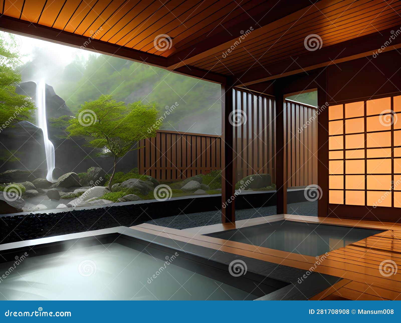 Modern Interior Design, Onsen Room, Ai Generated Stock Illustration ...