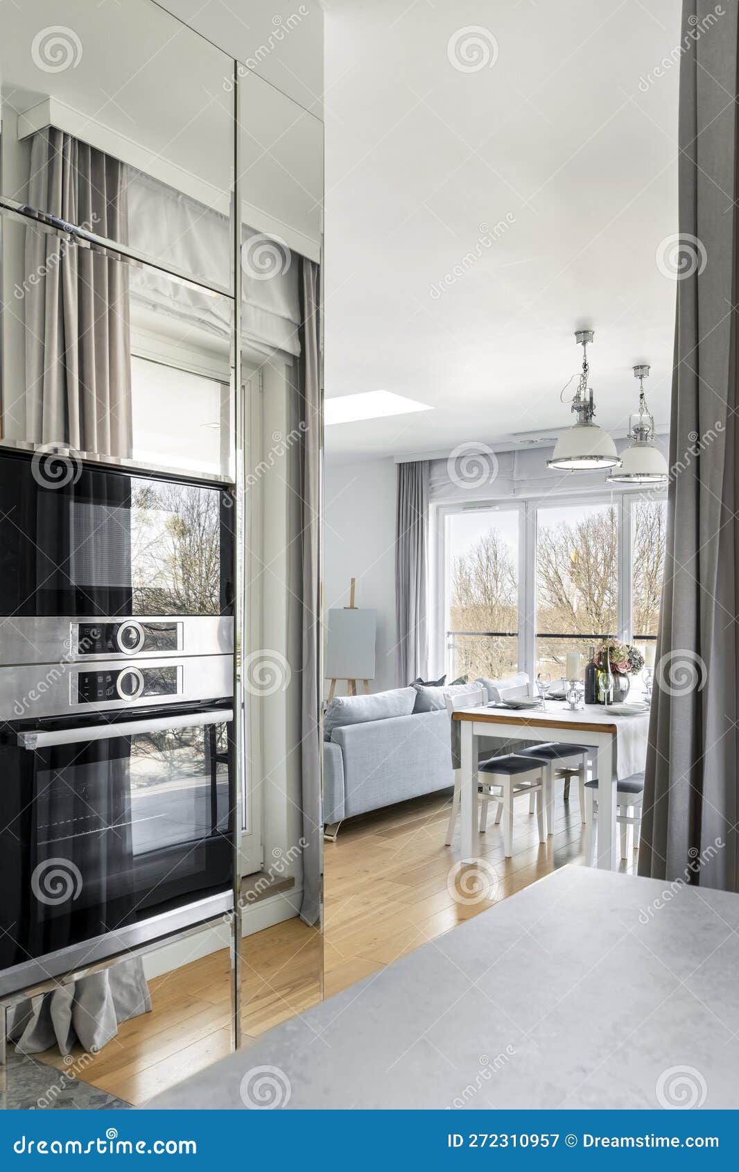Modern Interior Design - Open Kitchen Stock Image - Image of flat ...