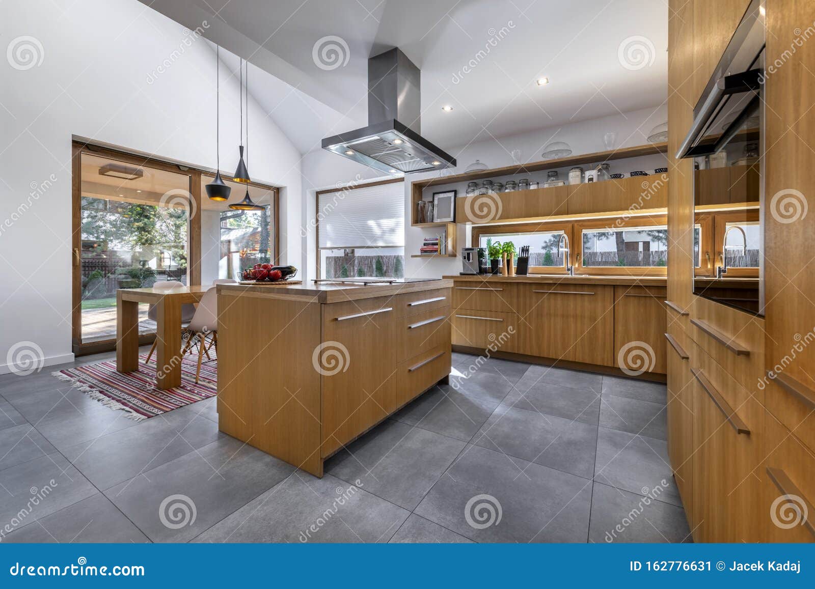 Modern Interior Design - Open Space Kitchen Stock Image - Image of gray ...