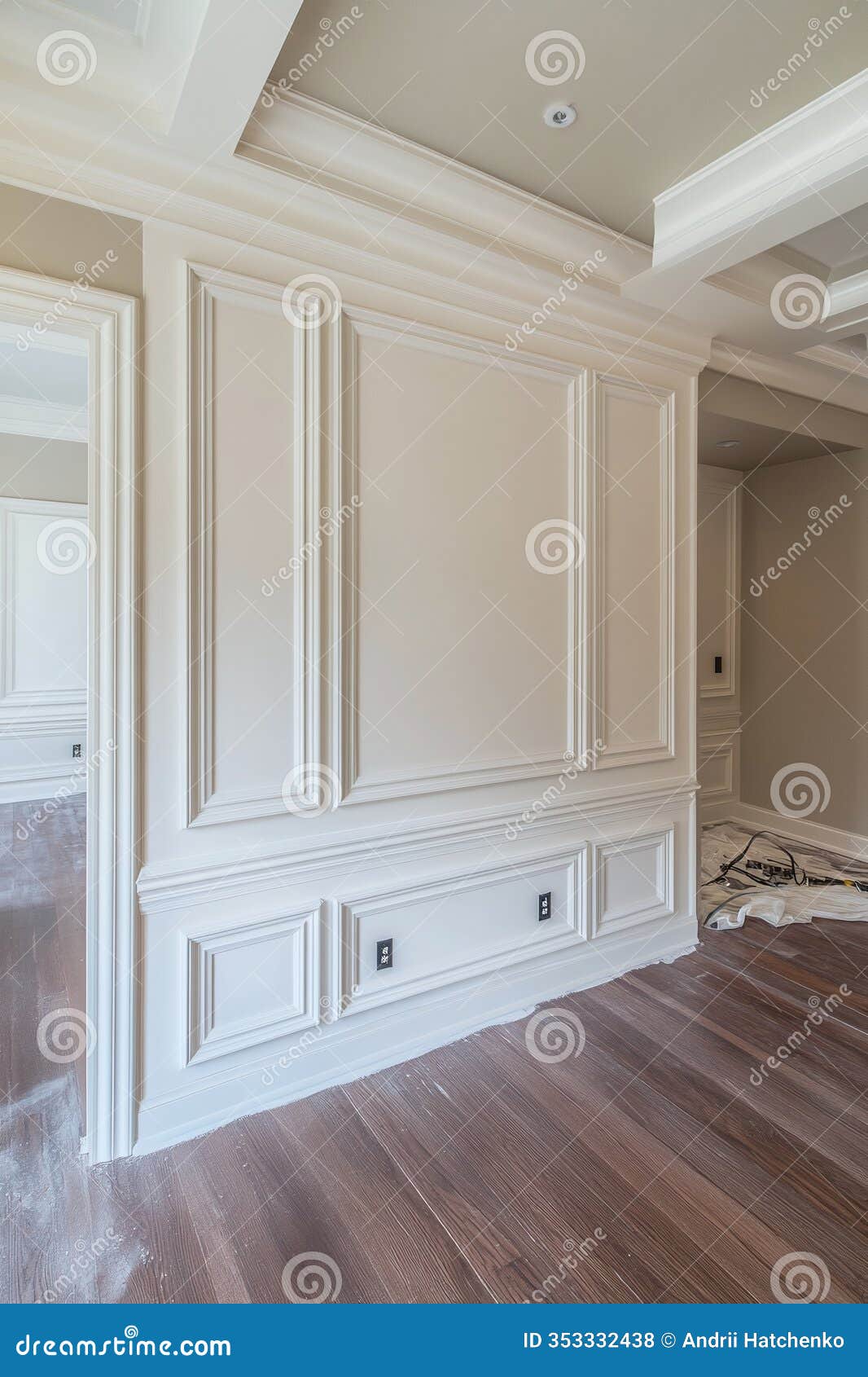 Modern Interior Design in Progress with Primed Walls and Electrical ...