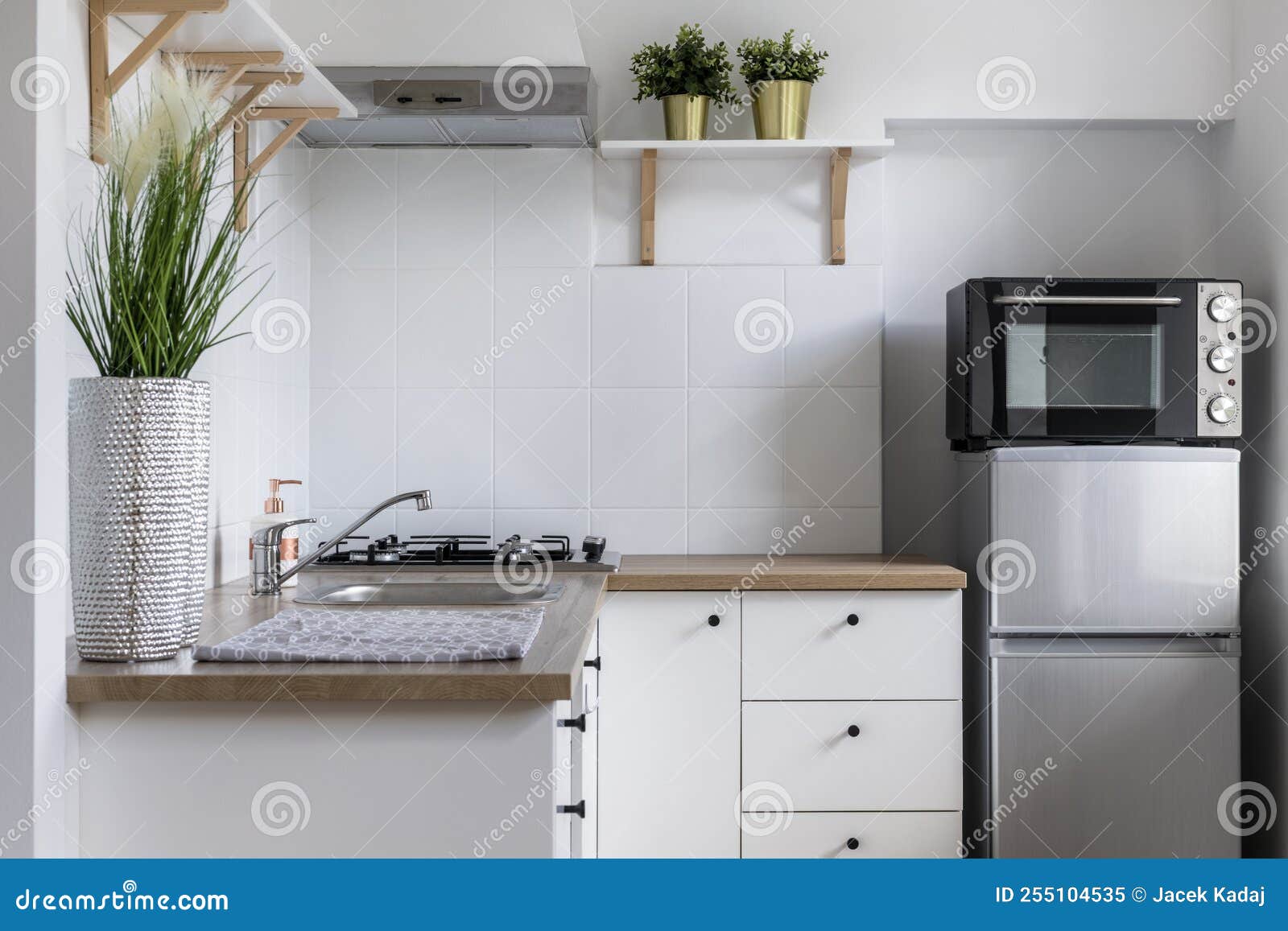 Modern Interior Design Small Kitchen Stock Image - Image of dining ...