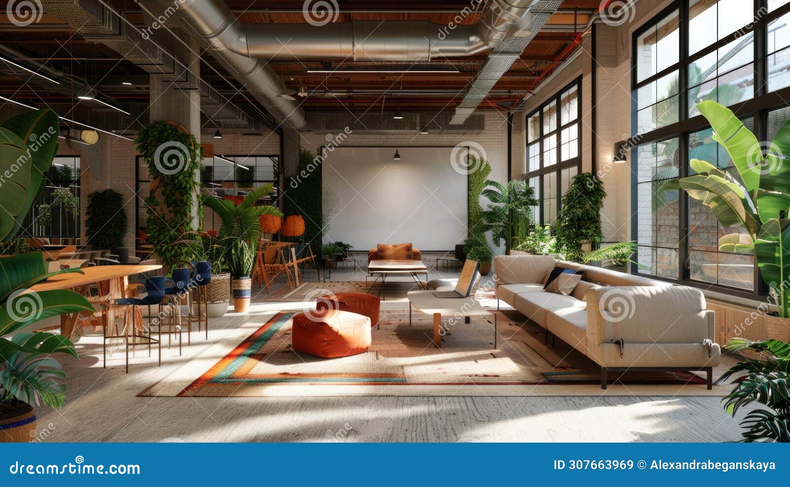 Modern Interior Design of a Spacious Loft with Natural Light Stock ...