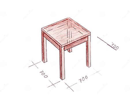 Modern Interior Design Table Freehand Drawing. Stock Illustration ...