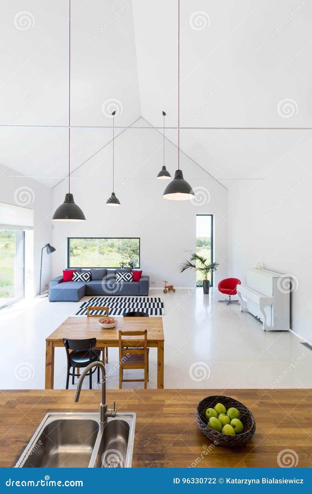 Modern Interior of Detached House Stock Photo - Image of lamp, shape ...