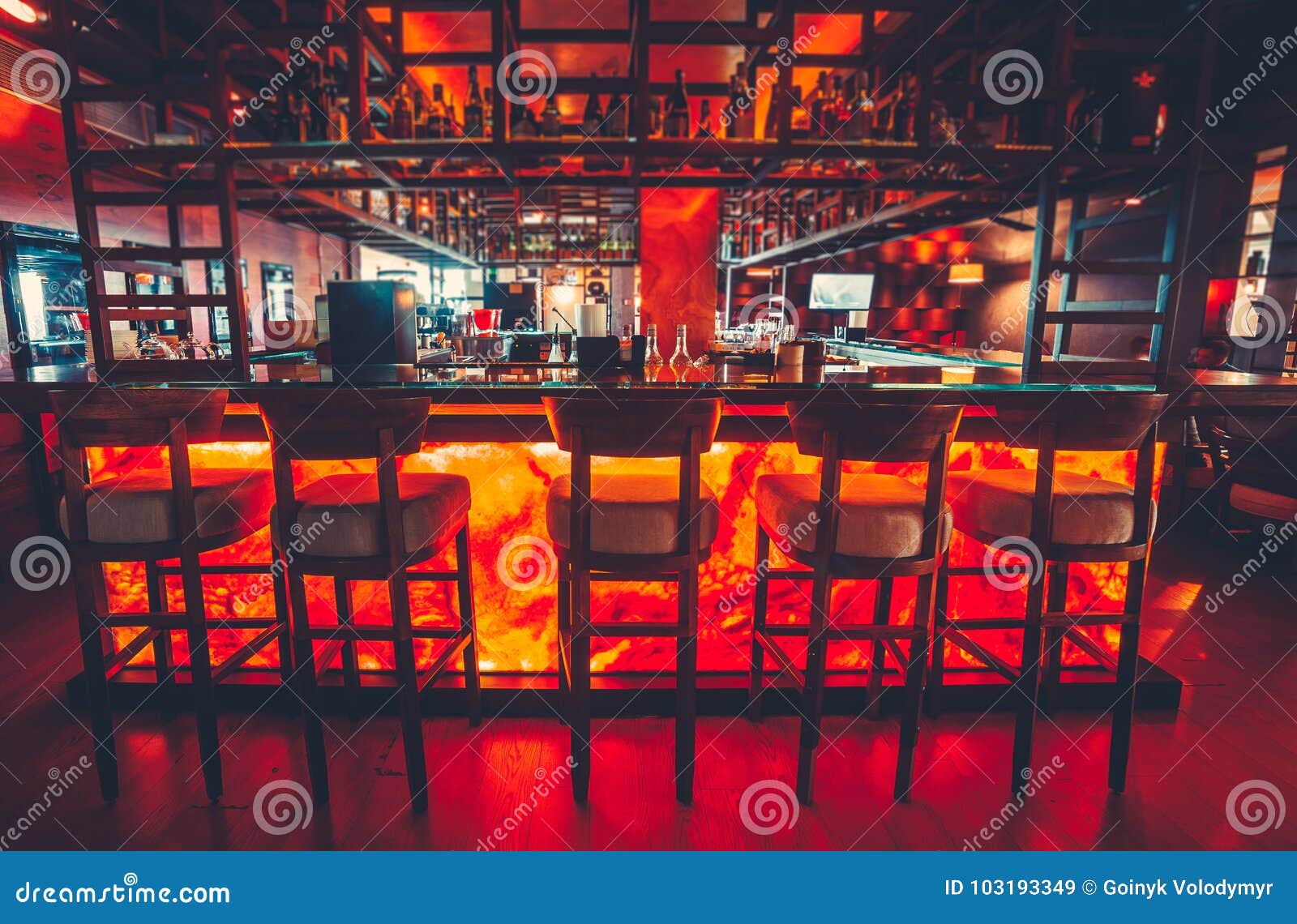 Modern Interior of Empty Luxury Restaurant Stock Image - Image of ...