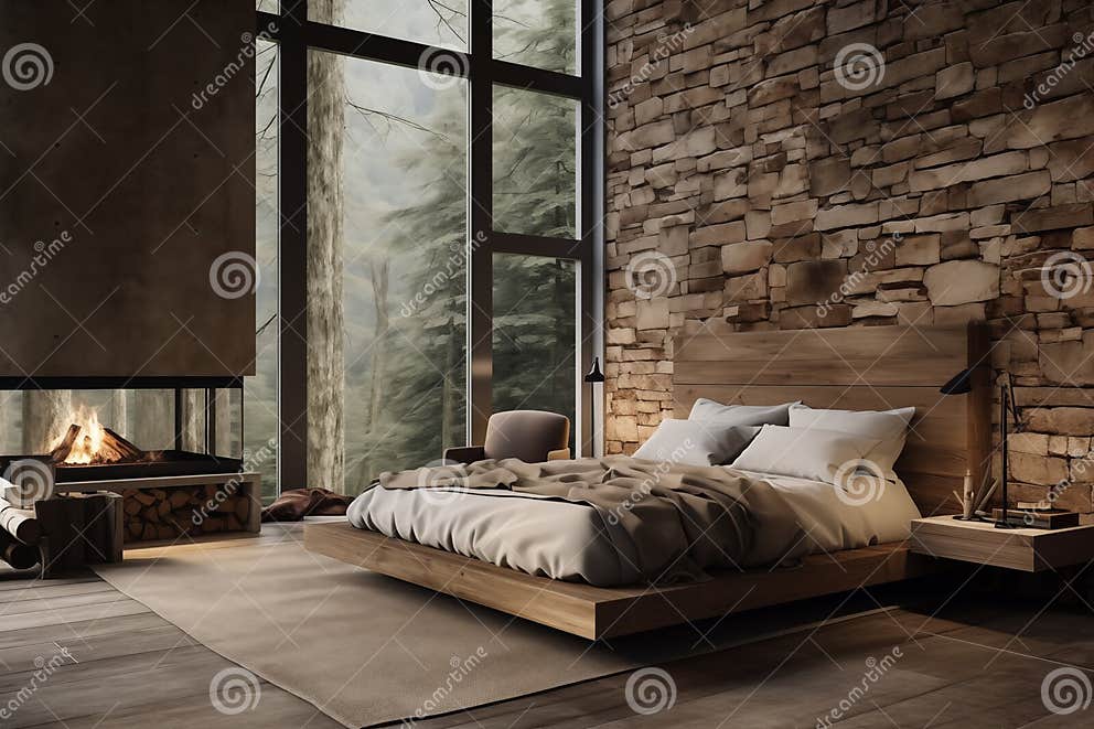 Modern Interior of Empty Rustic Room Stock Image - Image of structure ...