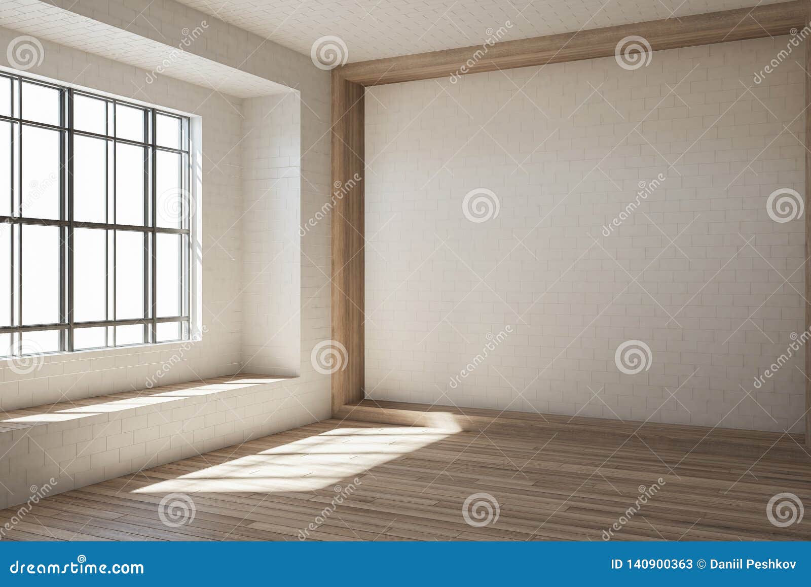 Modern Interior with Empty Wall Stock Illustration - Illustration of ...