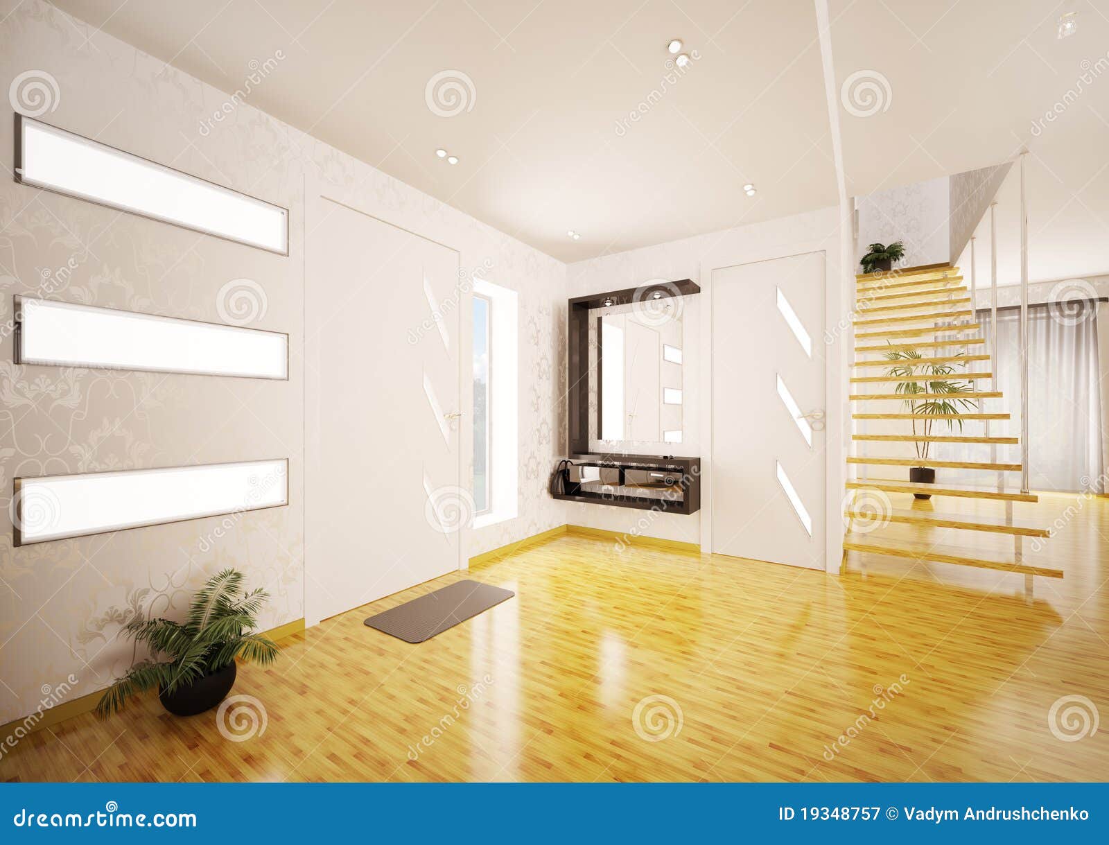 Modern Interior of Entrance Hall 3d Render Stock Illustration ...