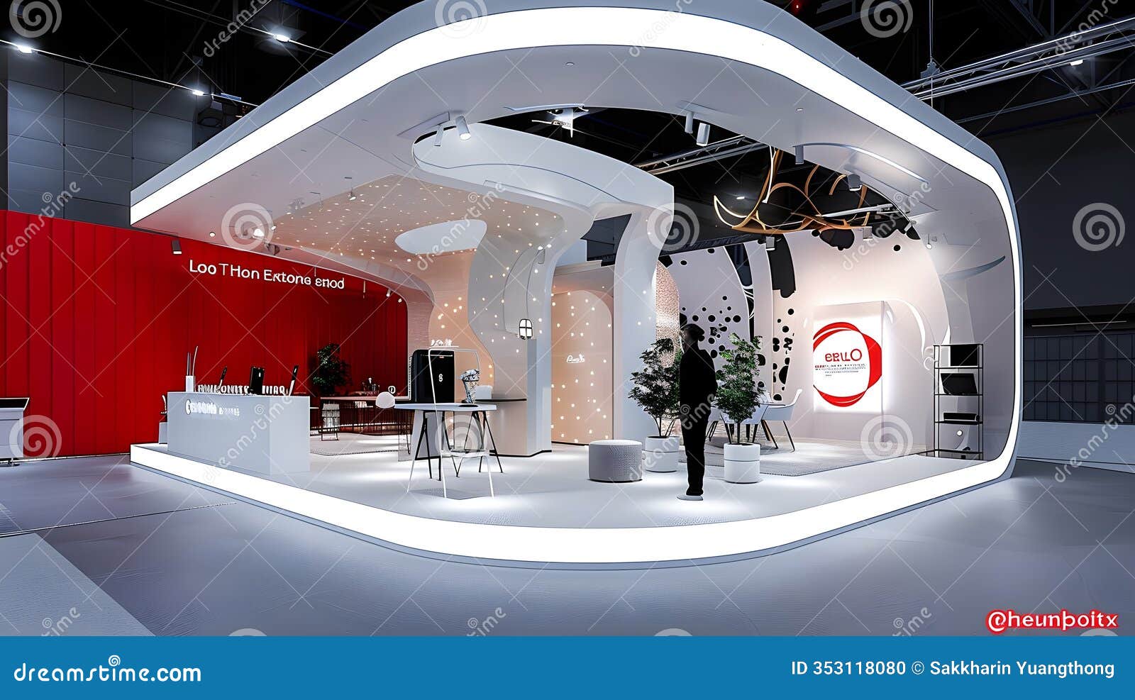 Modern Interior Exhibition Booth Design Concept Stock Illustration - Illustration of industry ...