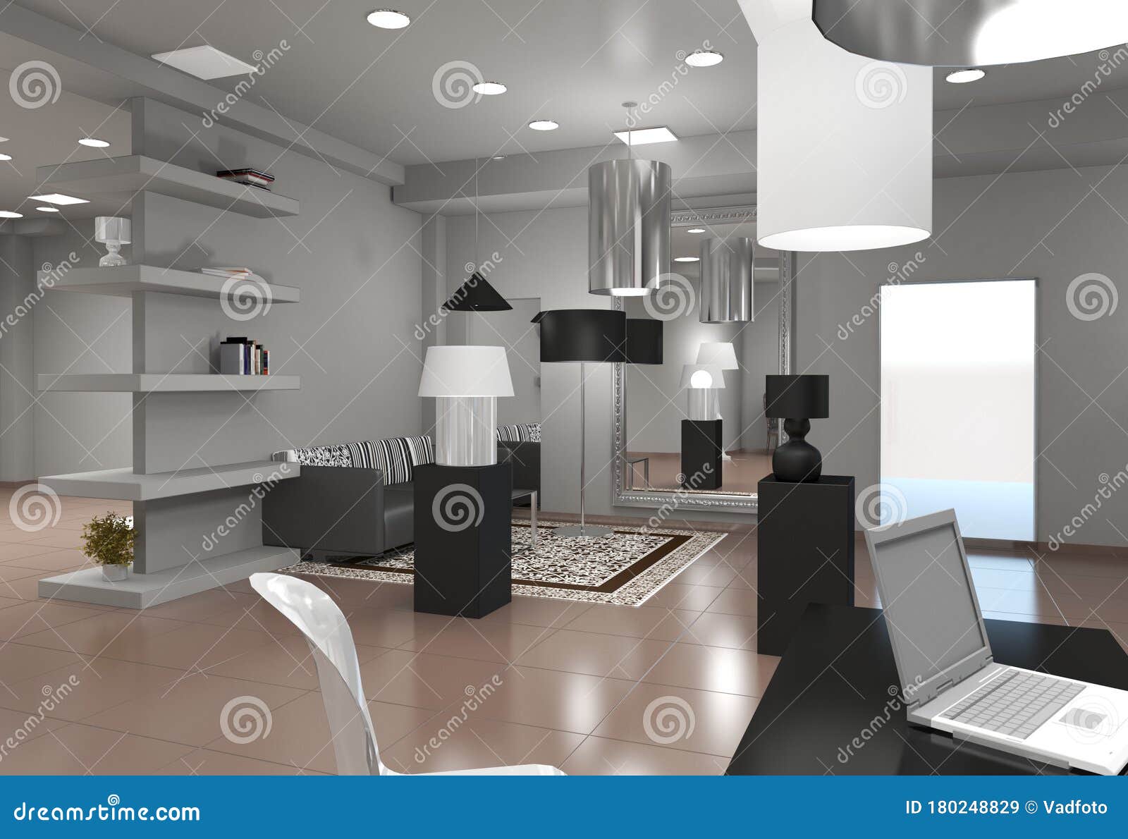 Interior, Exhibition Hall, 3D Illustration Stock Illustration ...