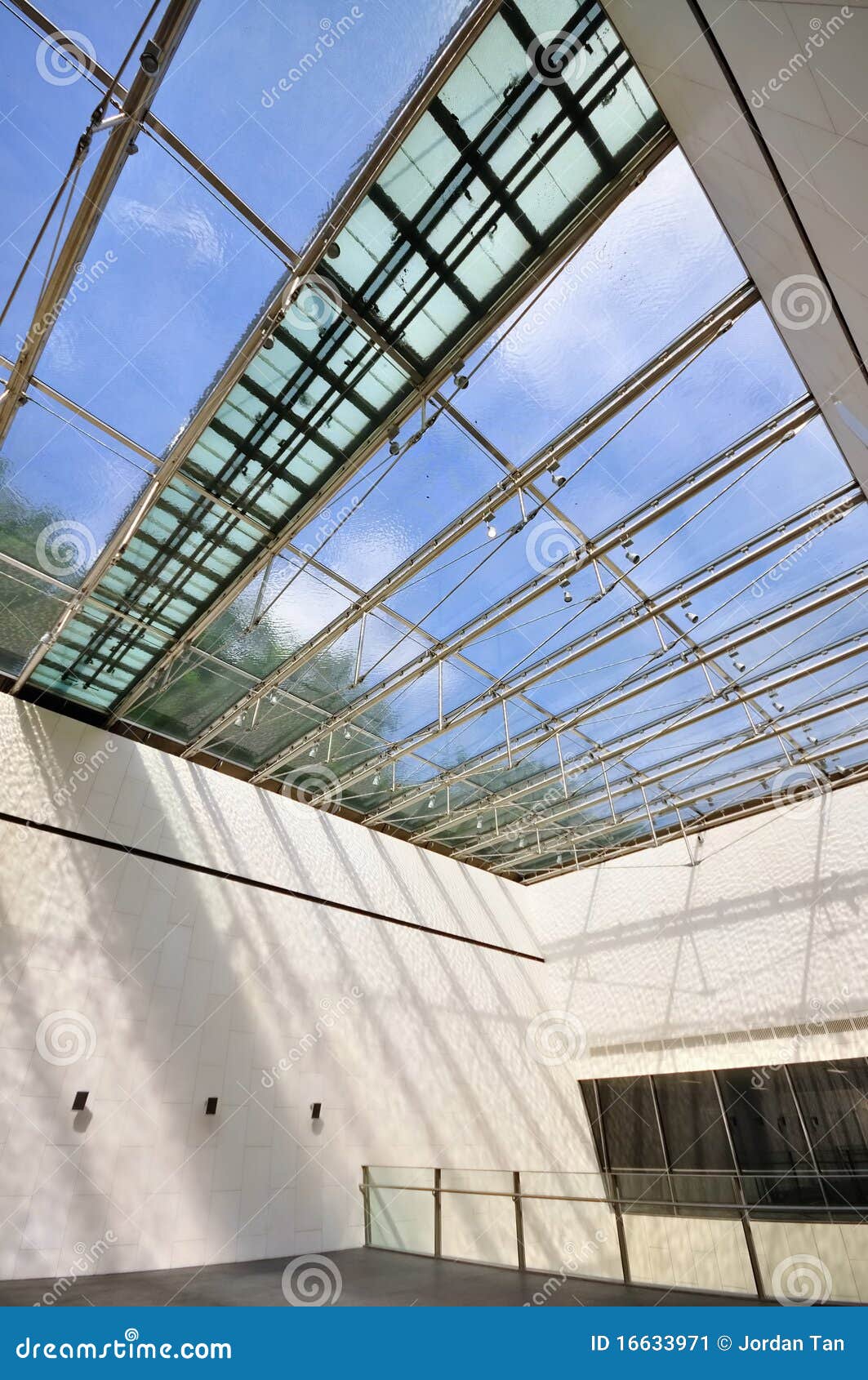 Modern Interior with Glass Ceiling Stock Image - Image of interior ...