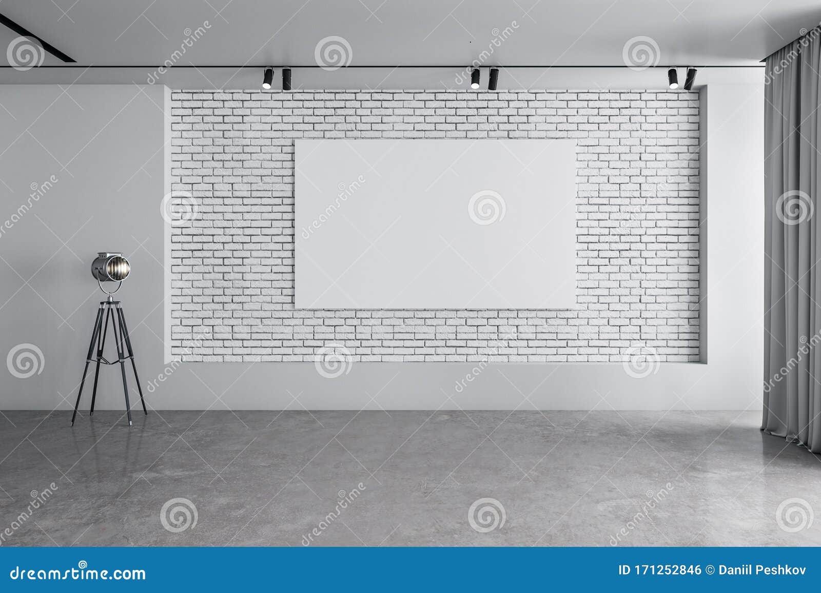 Modern Interior Hall with Empty Poster Stock Illustration ...