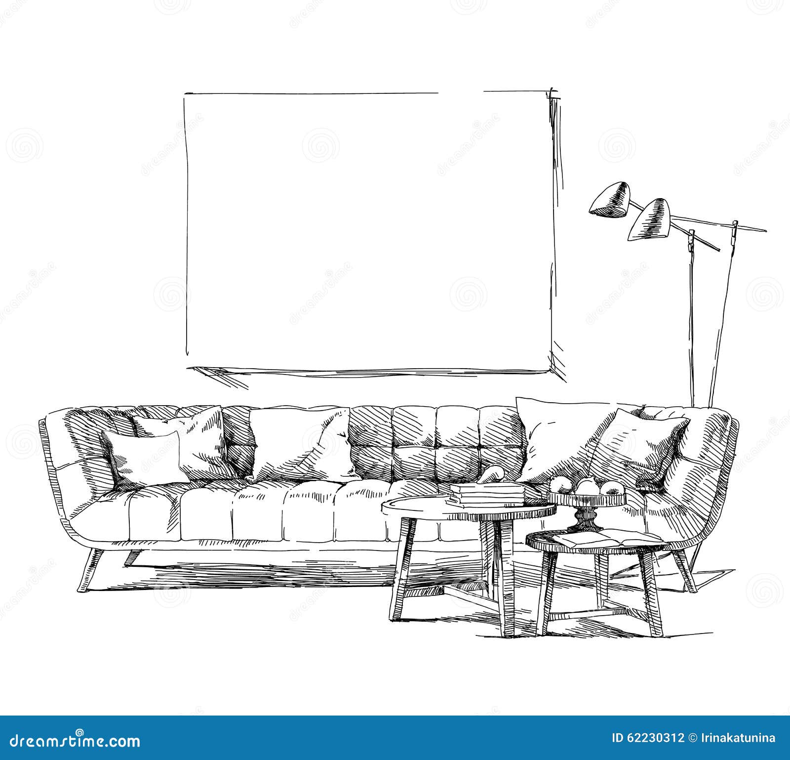 Modern Interior Hand Drawing Vector Stock Vector - Illustration of ...