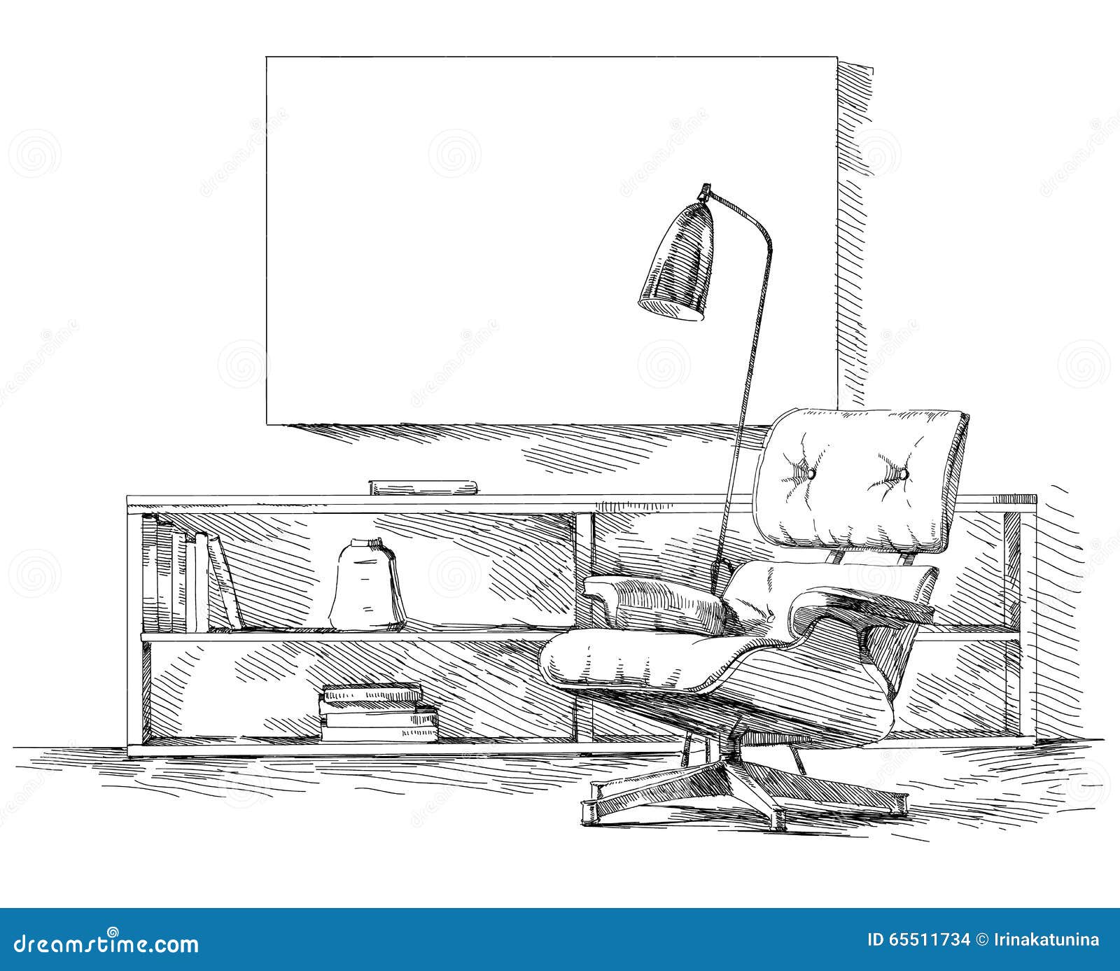 Modern Interior Hand Drawing Vector Stock Vector - Illustration of ...