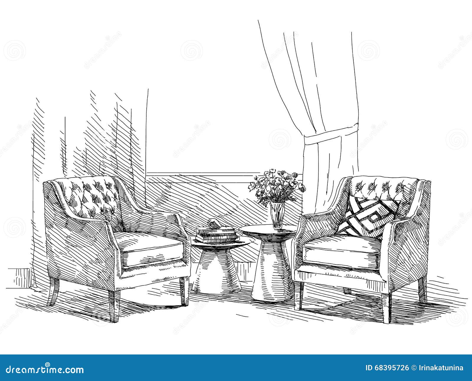Modern Interior Hand Drawing Vector. | CartoonDealer.com #68395726