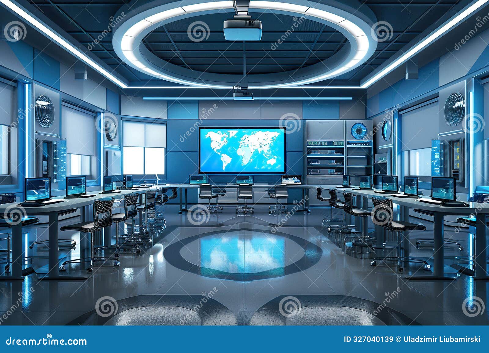 Modern Classroom Equipped with the Latest Technology and Screens. Stock ...