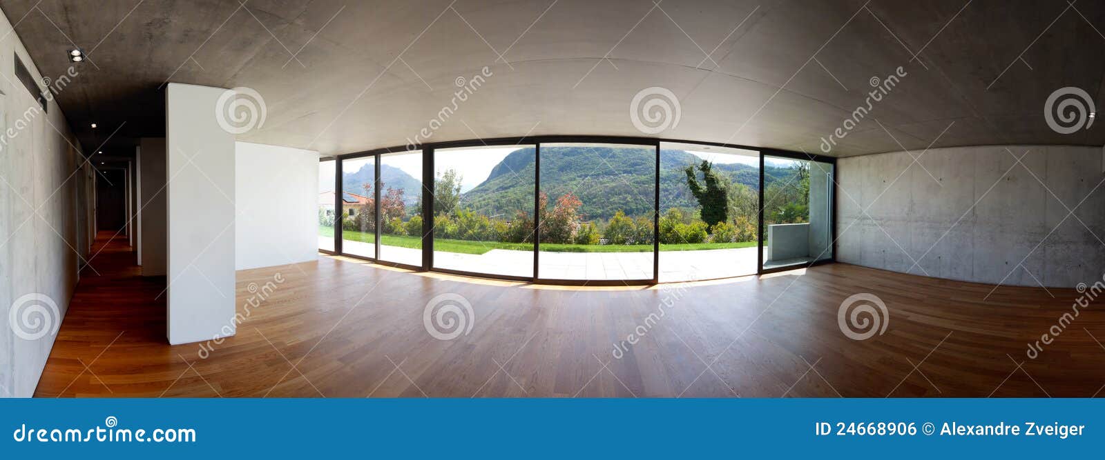 Modern Interior Home Panoramic Stock Photo - Image of wide, view: 24668906