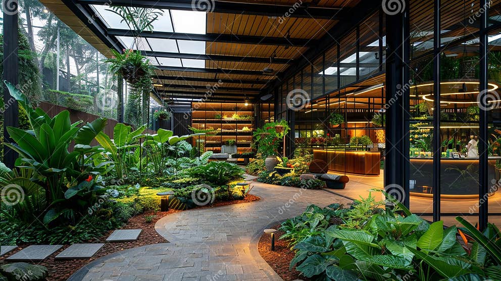 A Modern Interior in a House in Nature. Environmental Design Stock ...