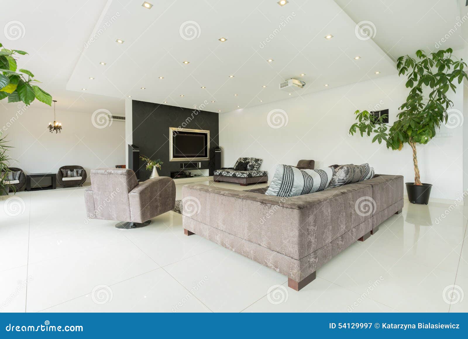 Modern Interior Huge Mansion Stock Image - Image of sitting, penthouse ...