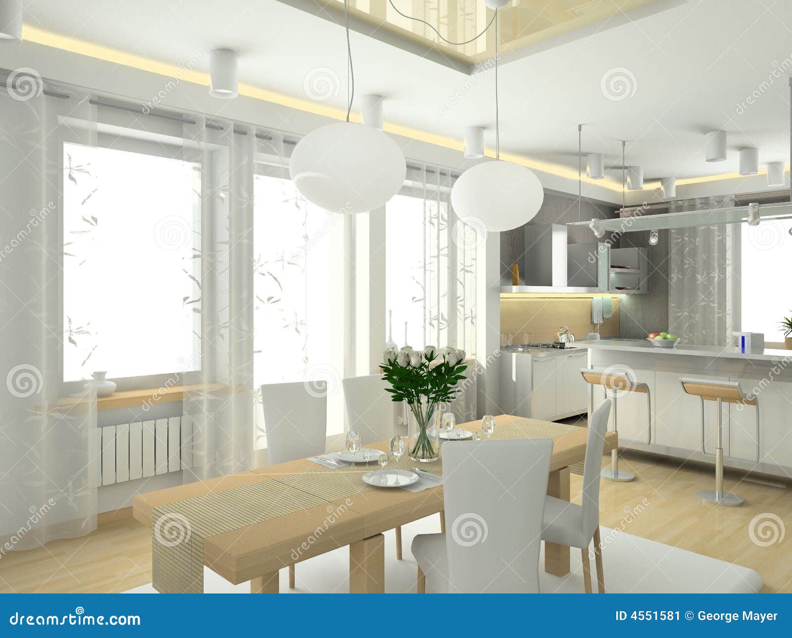 Modern Interior of Kitchenin Big House Stock Illustration ...