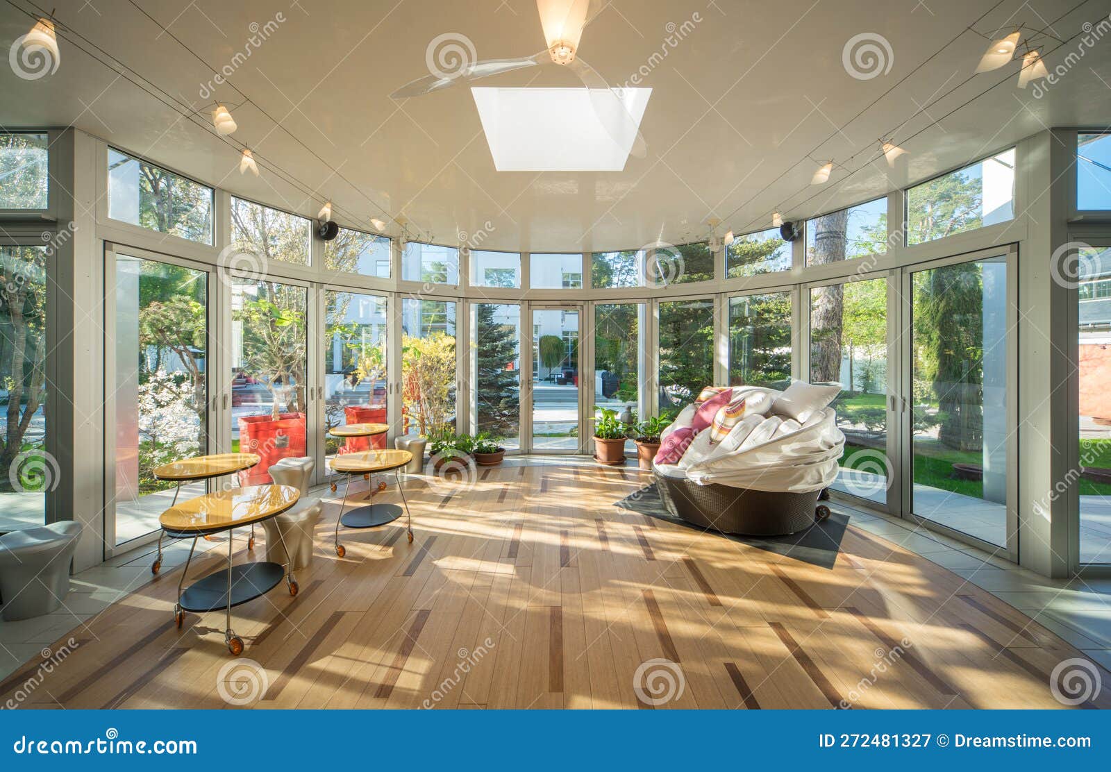 Modern Interior of a Luxury Private House. Relax Zone. Huge Windows ...