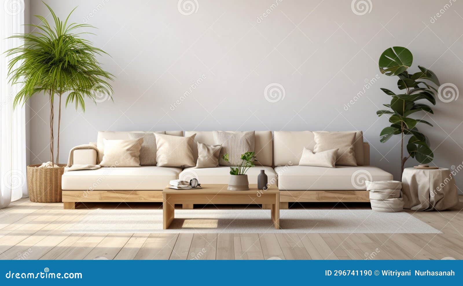 Modern Interior of Open Space with Design Modular Sofa and Wooden ...