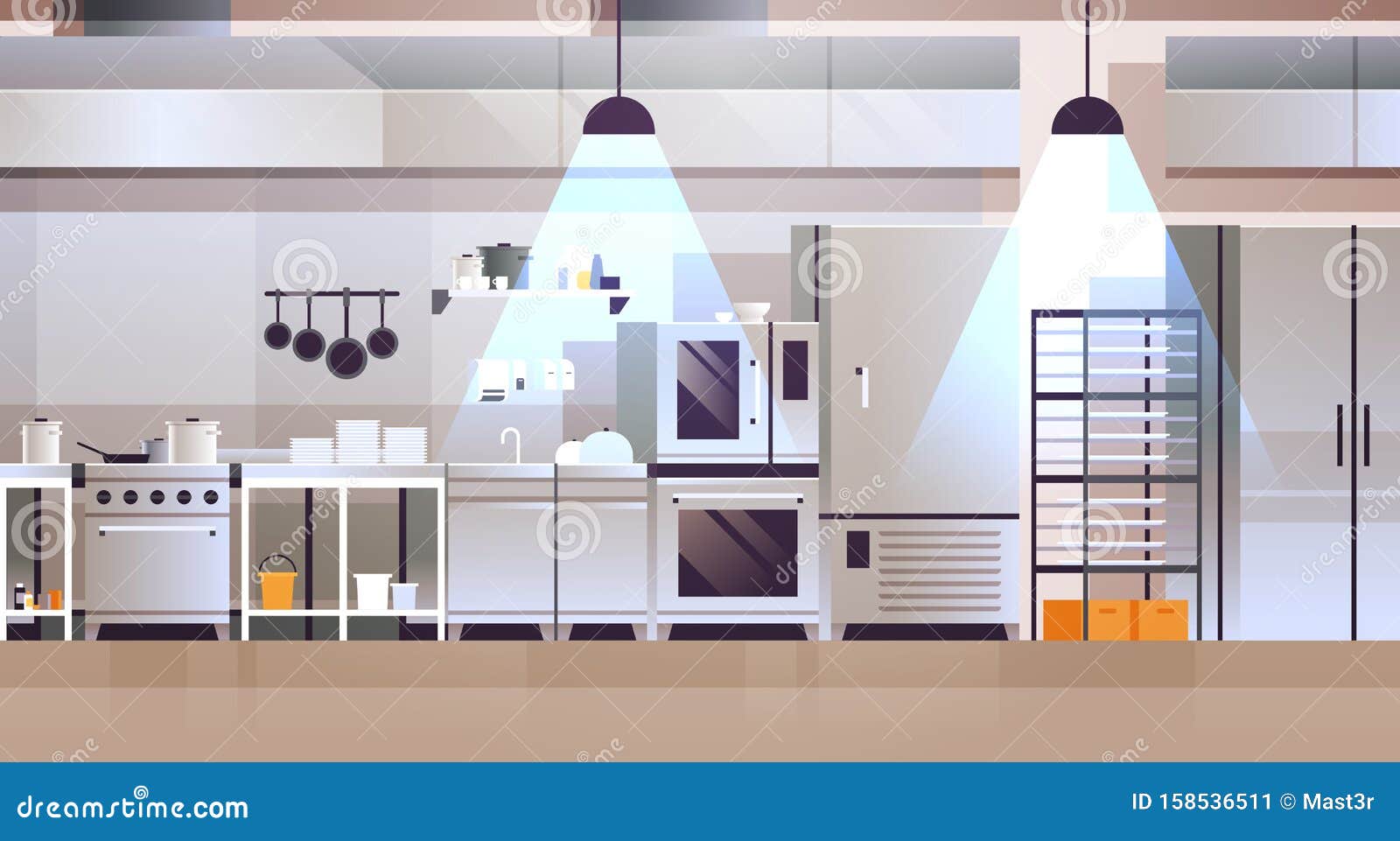 Modern Interior of Professional Cafe or Restaurant Kitchen with ...