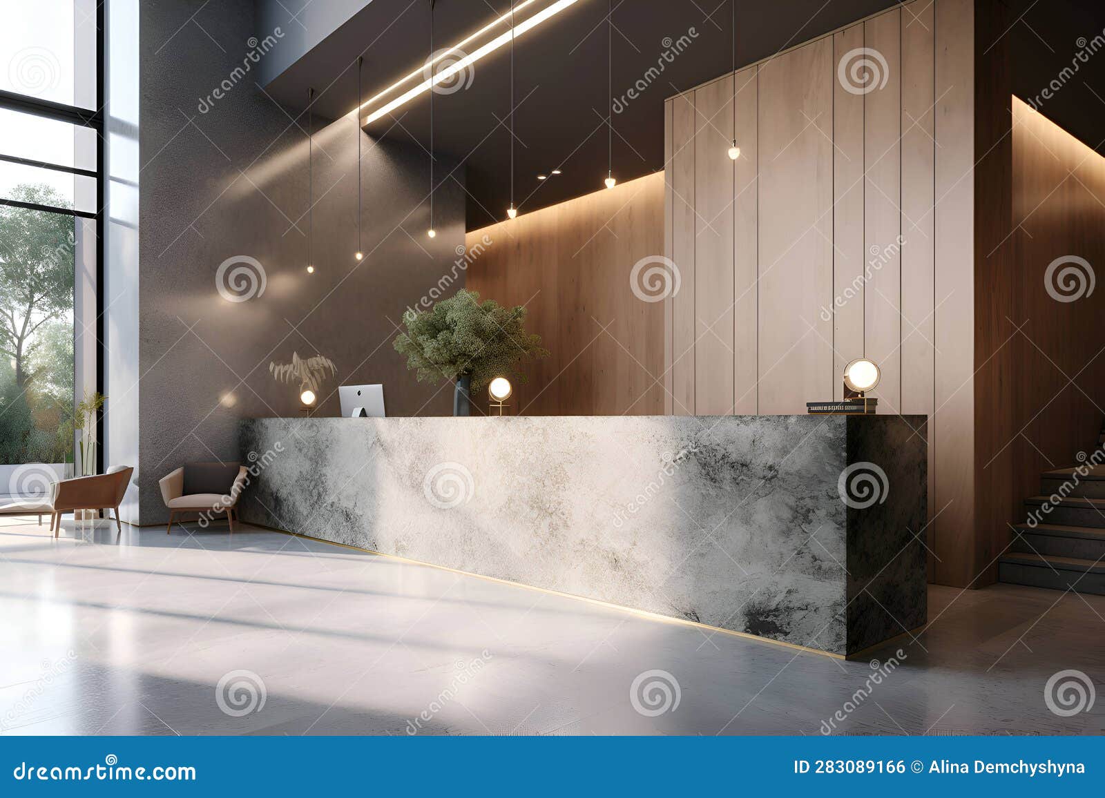 Modern Interior of the Reception, Generative AI 4 Stock Illustration ...