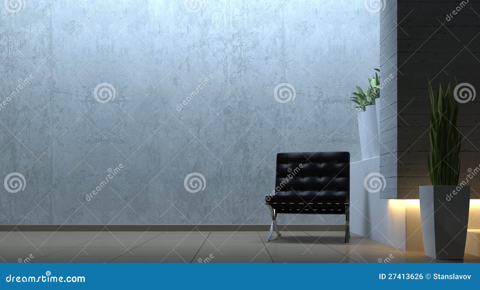 Modern Interior Scene with Chair Stock Illustration - Illustration of ...
