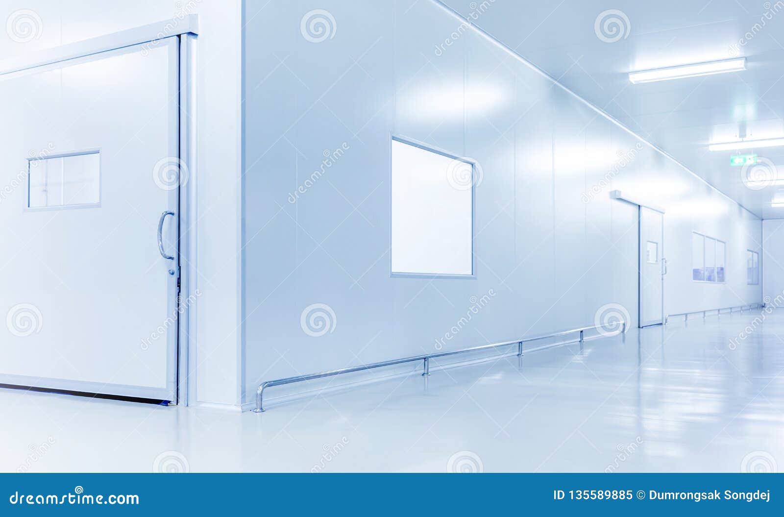 Modern Interior of Science Laboratory or Factory with Fluorescence ...