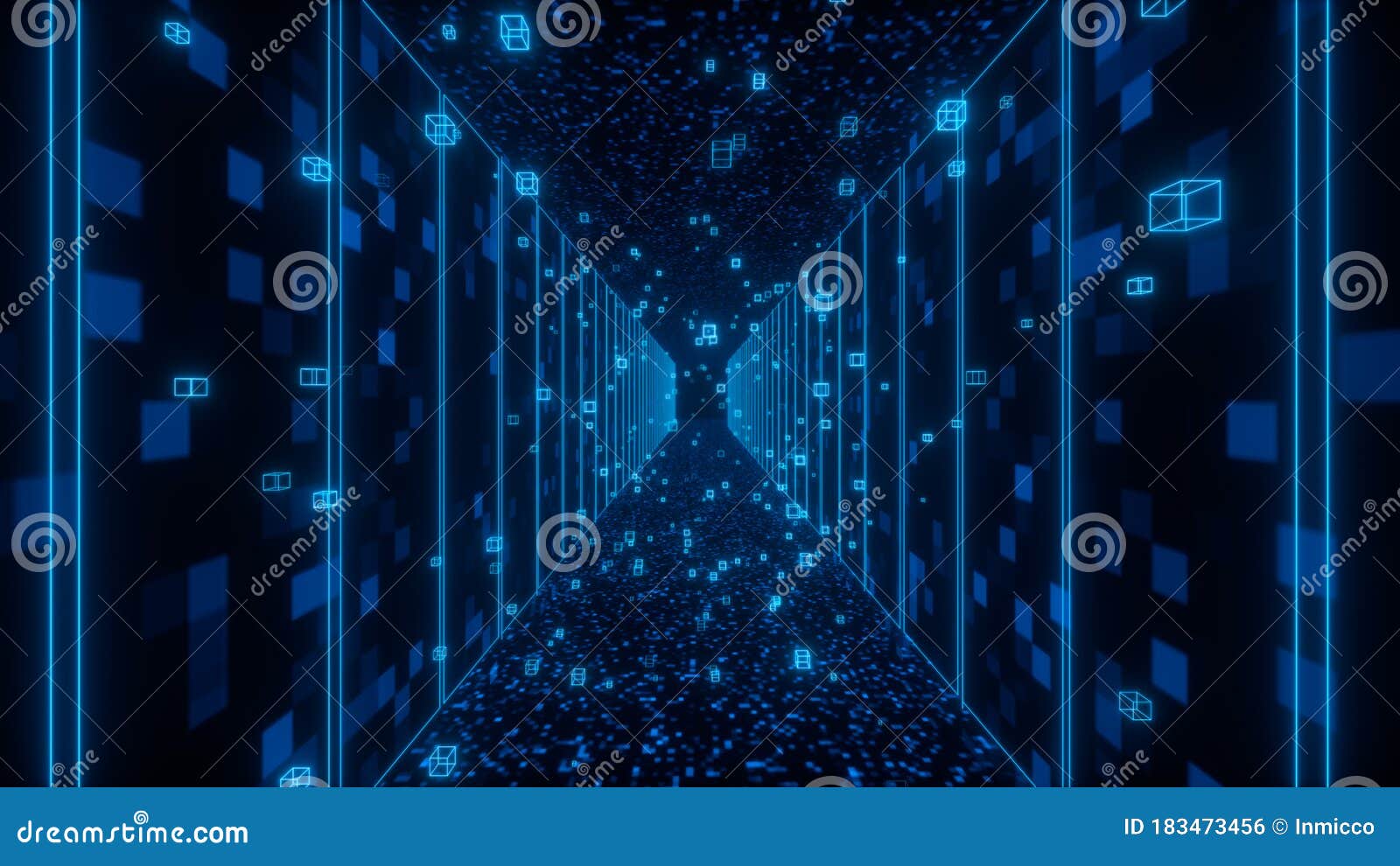 Modern Interior Server Room Data Center. Connection and Cyber Network ...