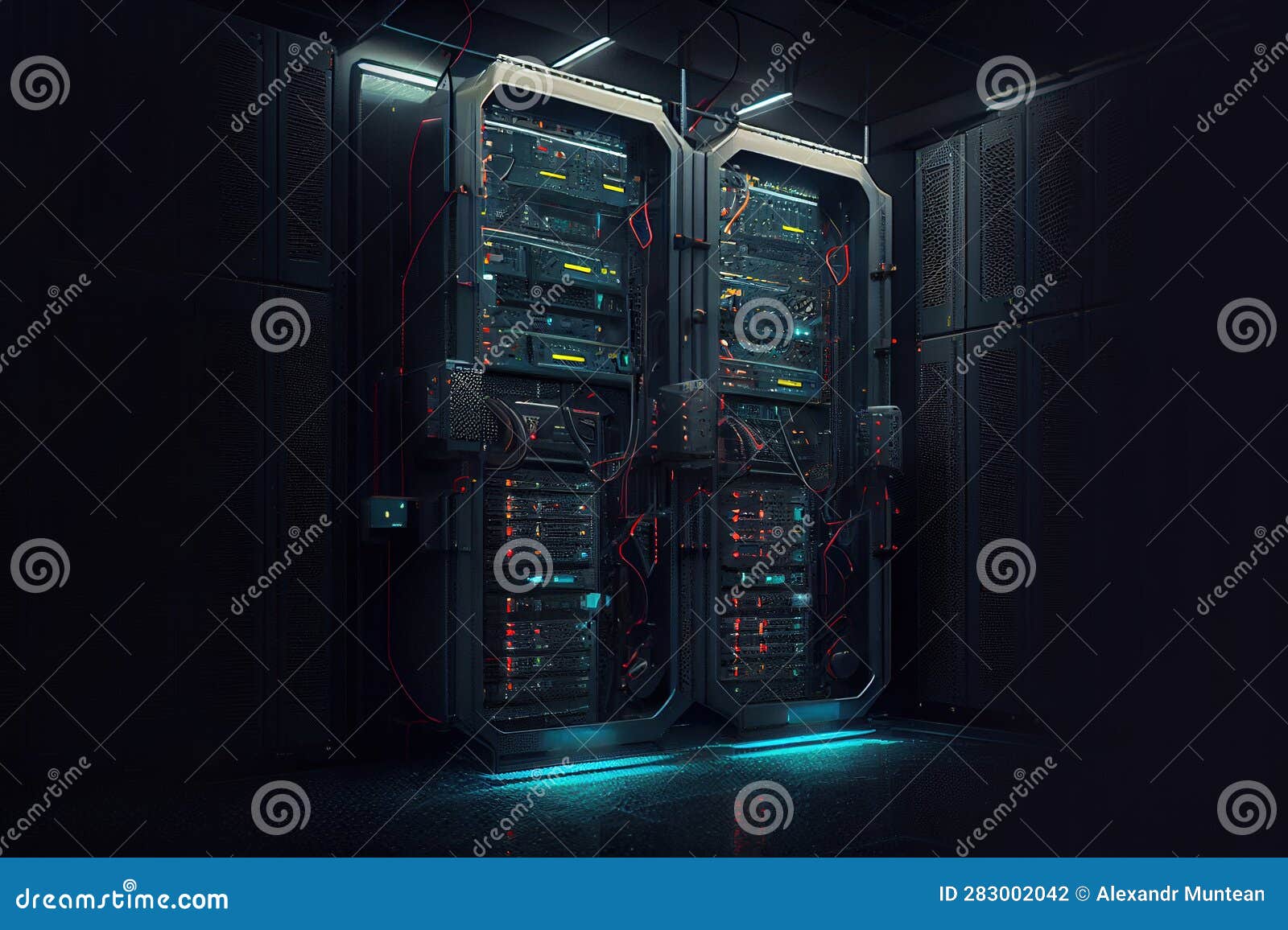 Modern Interior Server Room Data Center. Stock Illustration ...