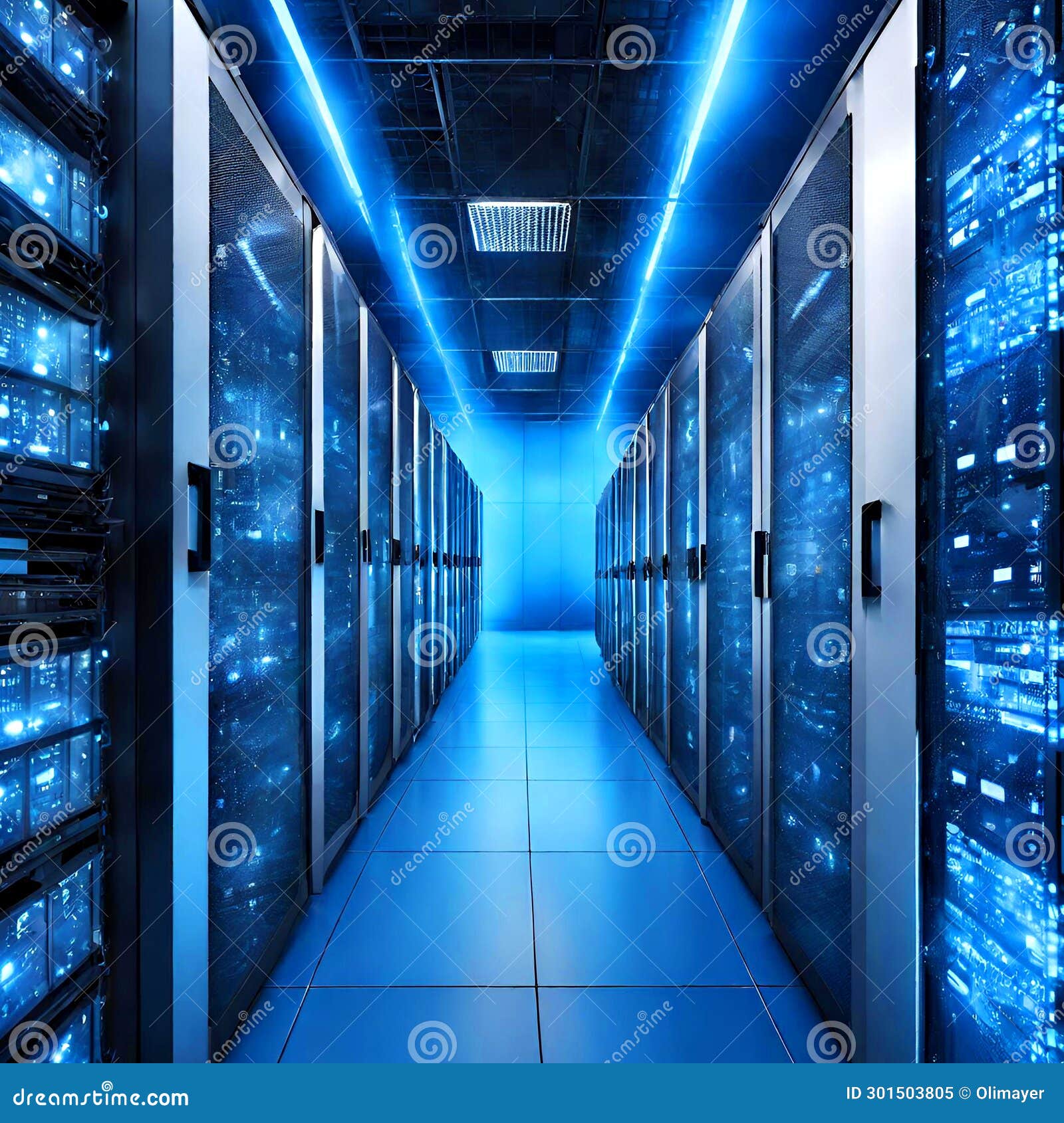 Modern Interior of Server Room in Datacenter. Stock Illustration ...