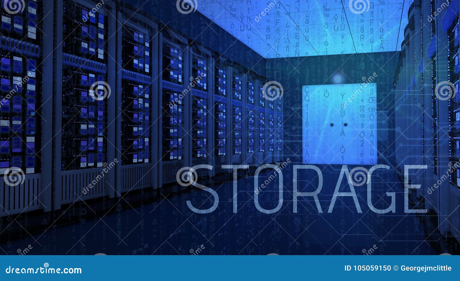 Modern Interior of Server Room in Datacenter with Storage Text Stock ...