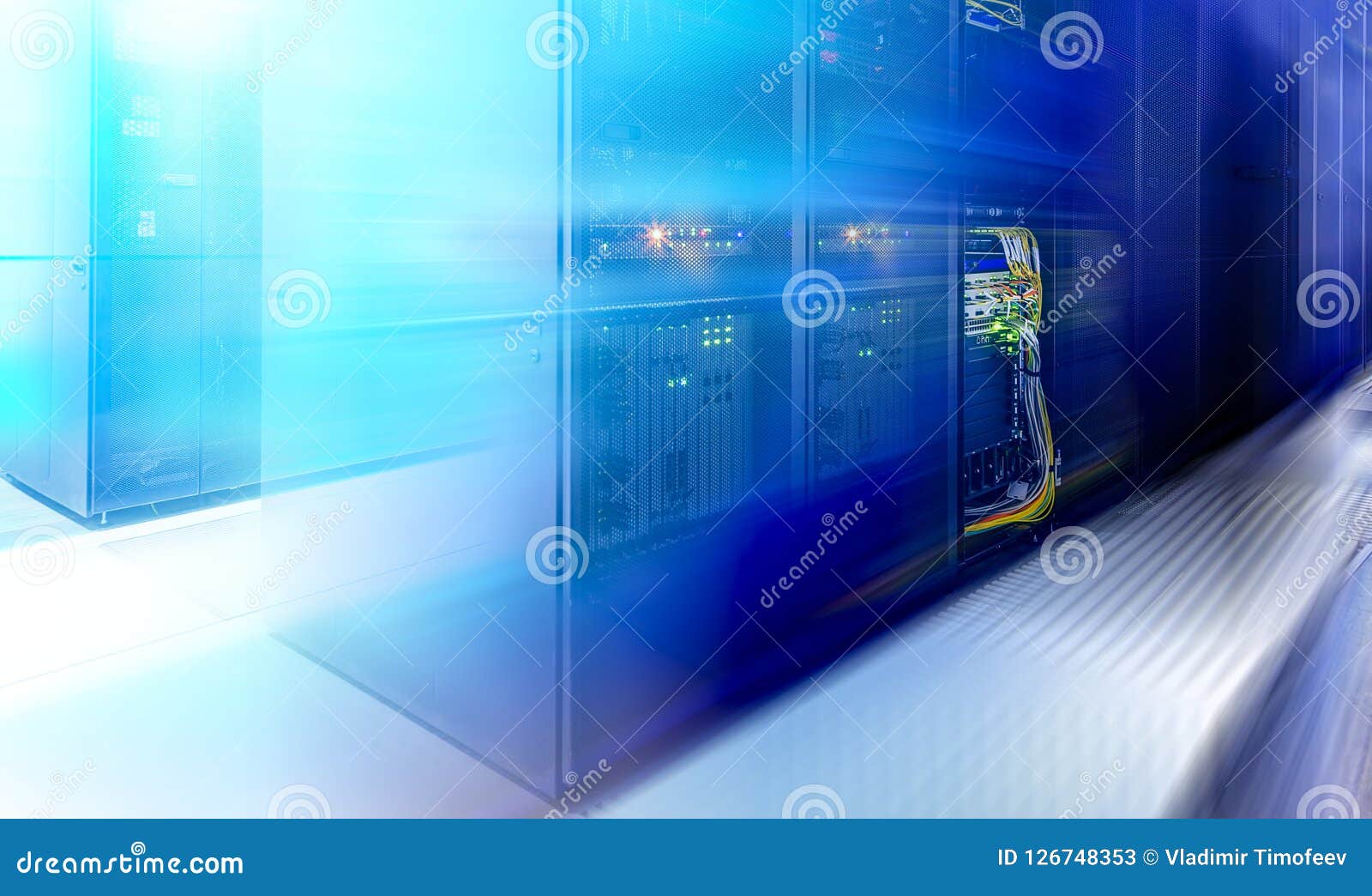 Server Room Blurred. Web Internet and Network Telecommunication ...