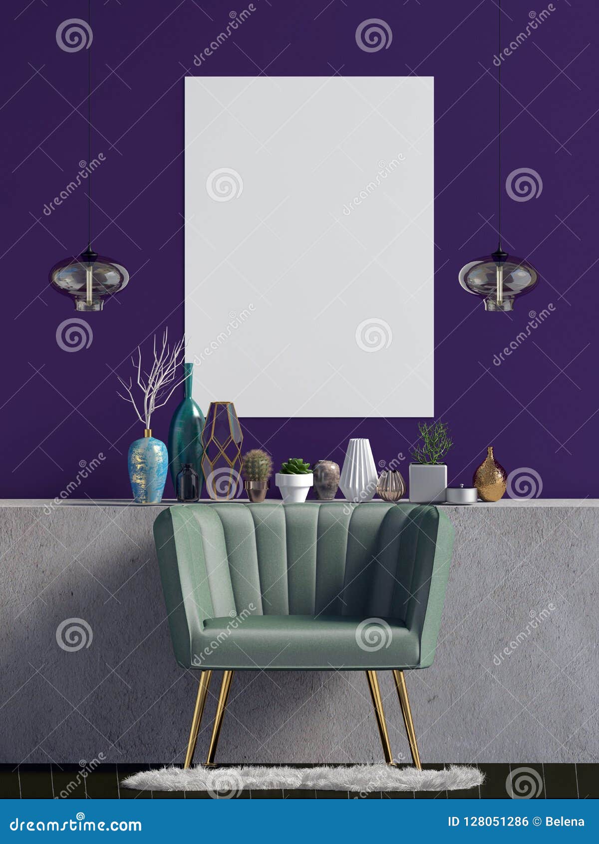 Modern Interior with Sofa. Poster Mock Up Stock Illustration ...