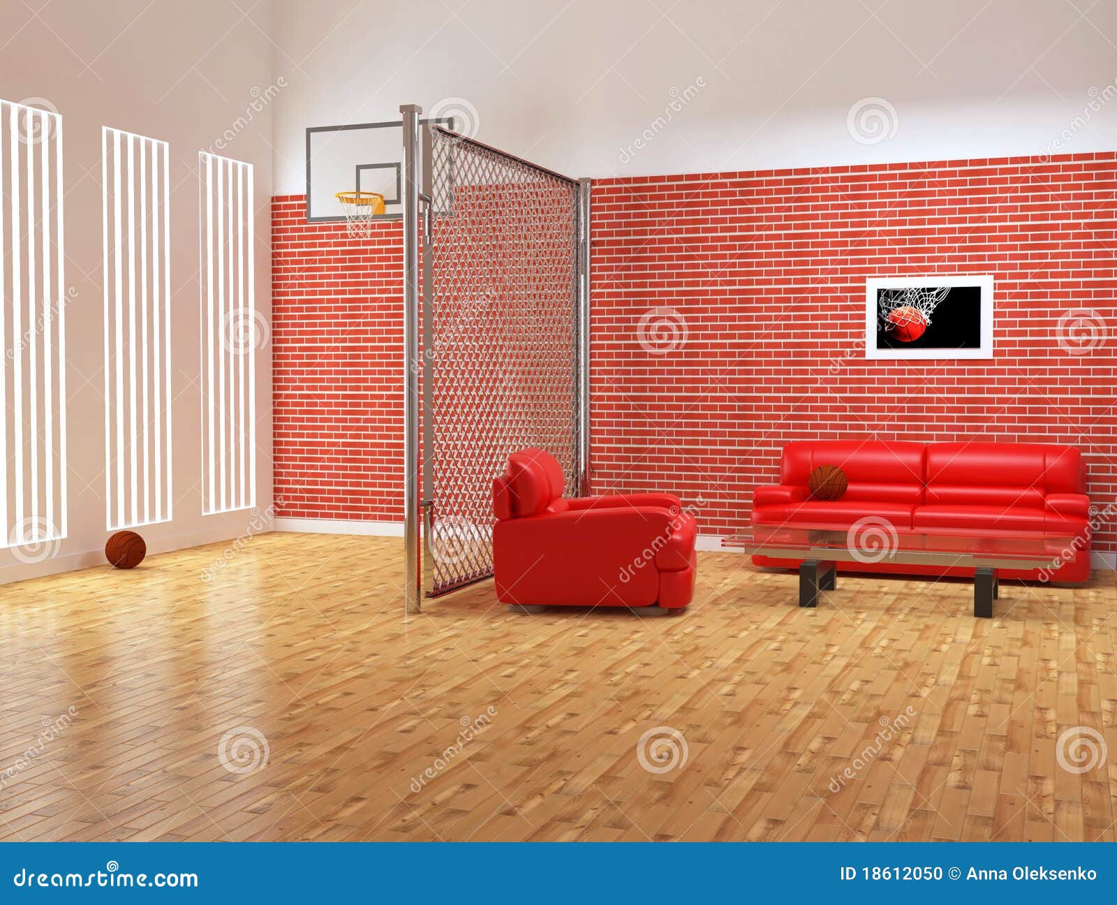 Modern Interior of Sport Studio Stock Illustration - Illustration of ...