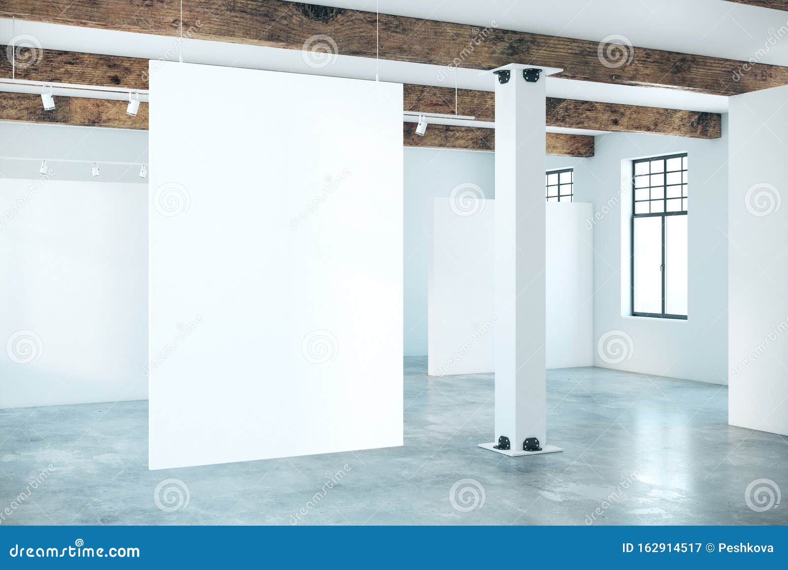 Modern Interior with Three Billboard Stock Illustration - Illustration ...