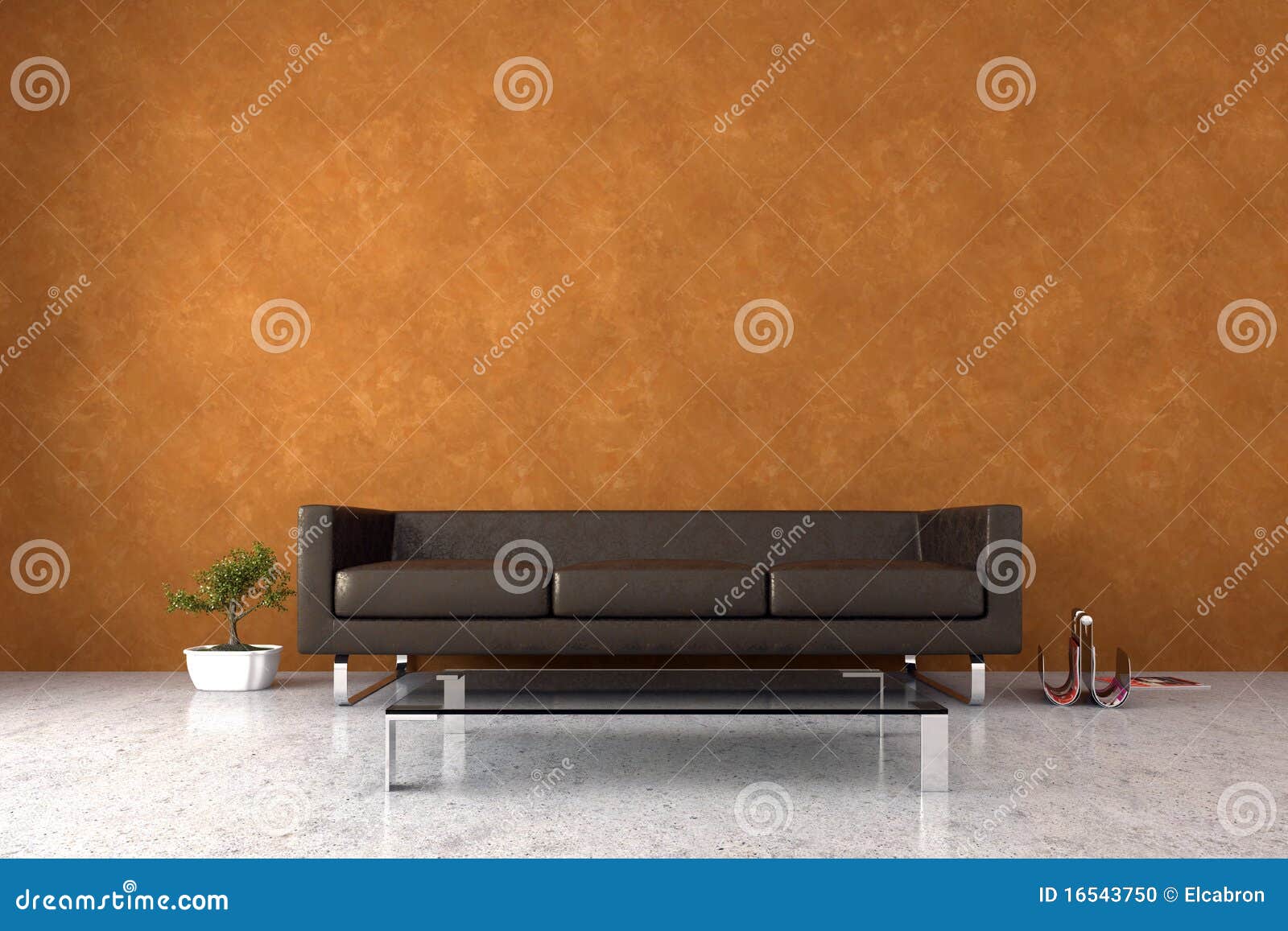 Modern Interior with Venetian Stucco Wall Stock Photo - Image of ...