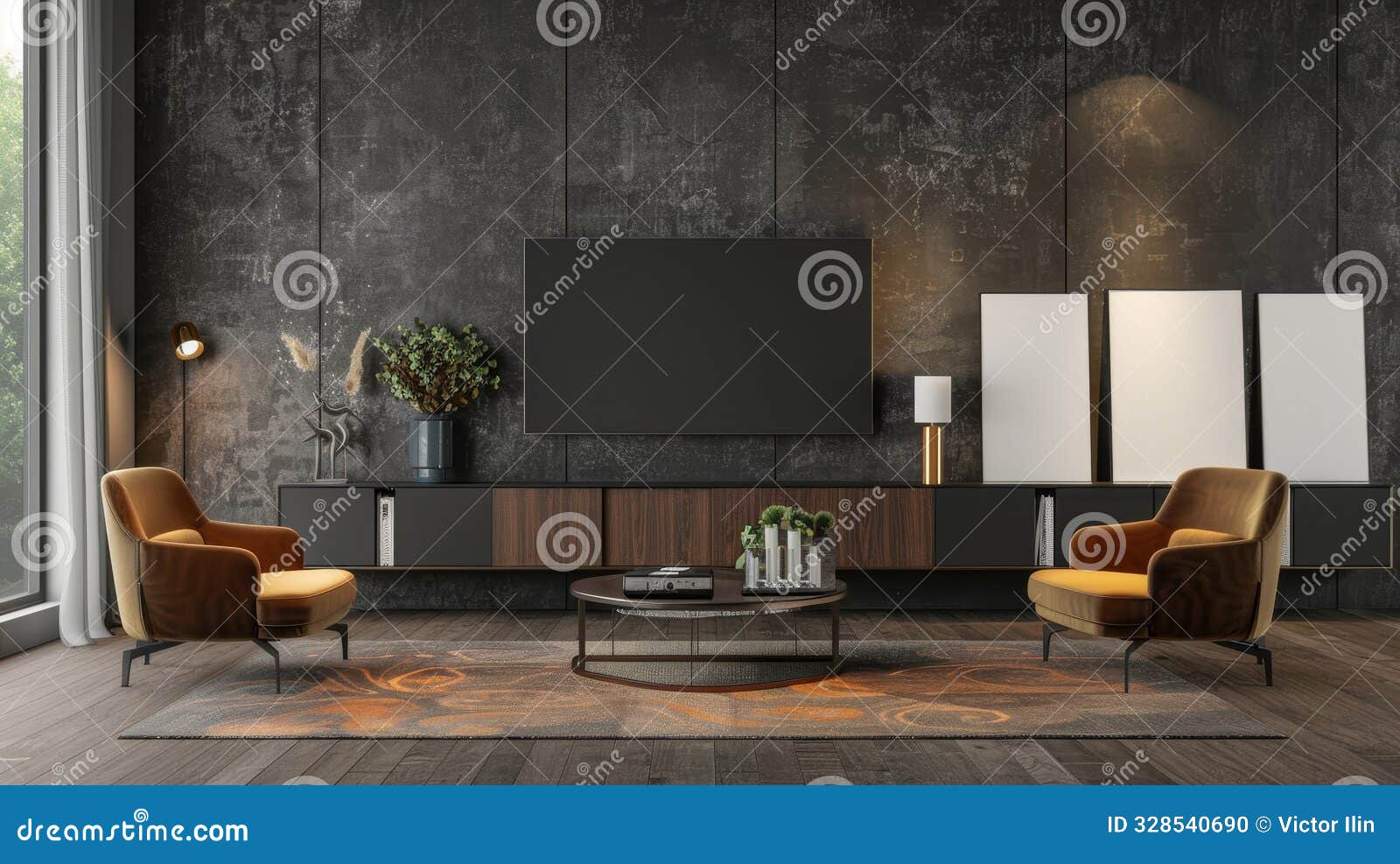 Modern Interior Wall Design with White Frame, Home Image Template ...