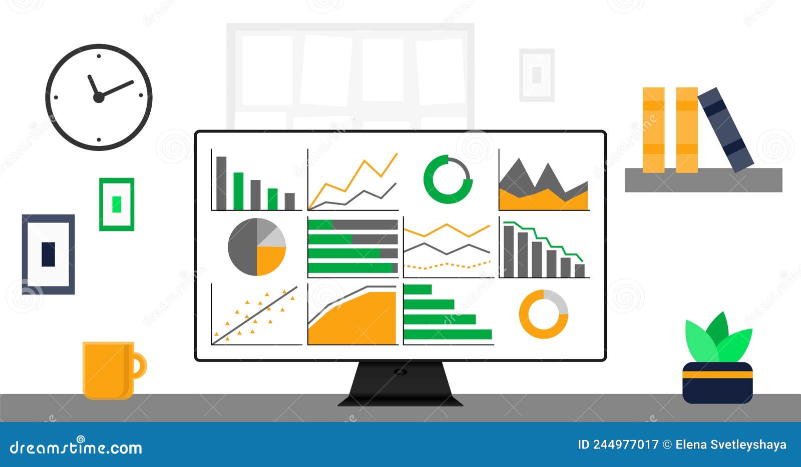 Modern Interior of Workplace Room, Office or Cabinet. Office with ...