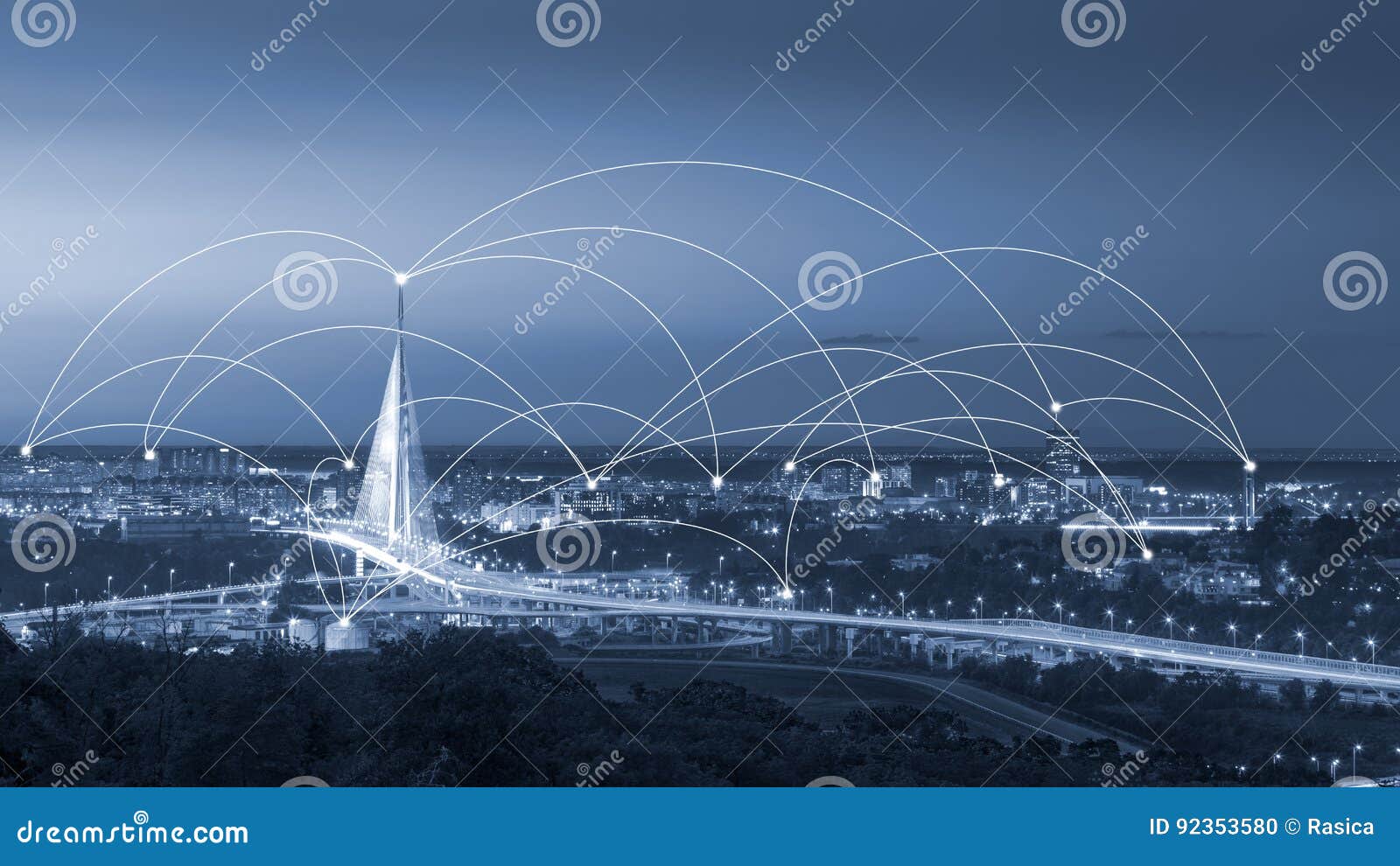 Modern Internet Web Network All Over the City Stock Photo - Image of ...