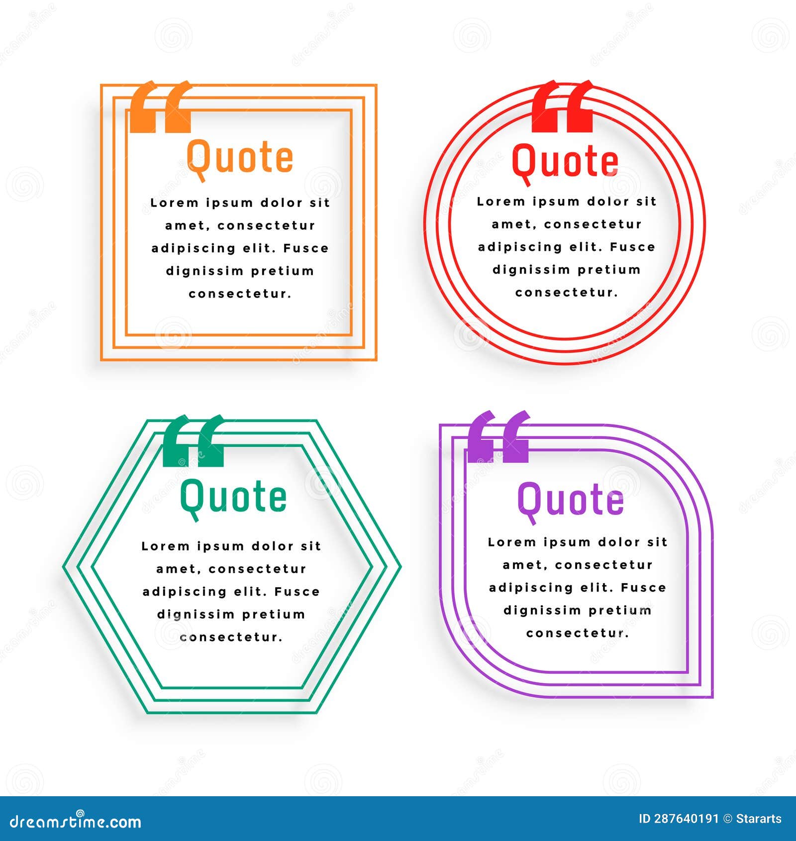 Modern Inverted Comma Sign Template in Set Stock Vector - Illustration ...