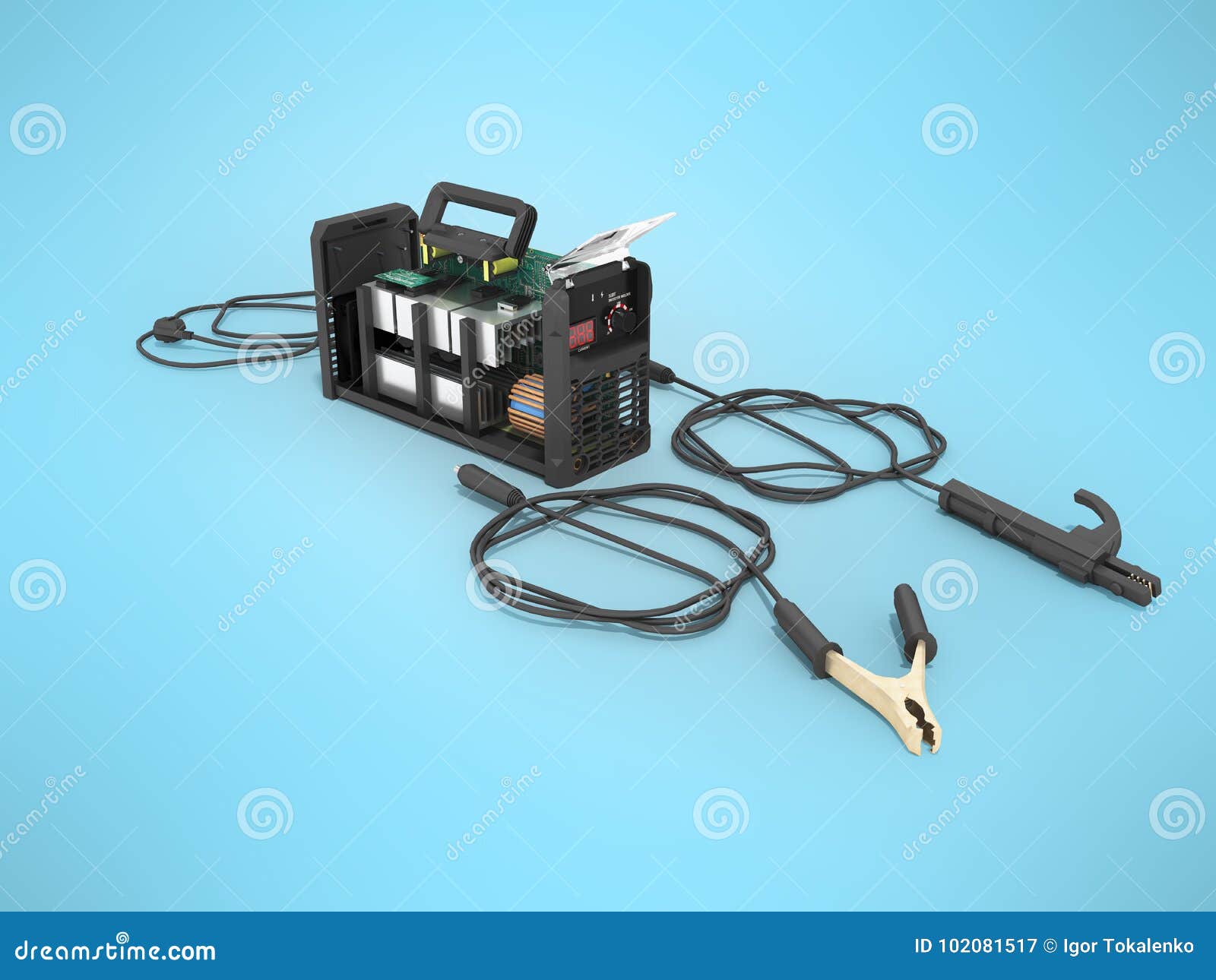 Modern Inverter Welding Machine Behind 3d Render On Blue Background ...