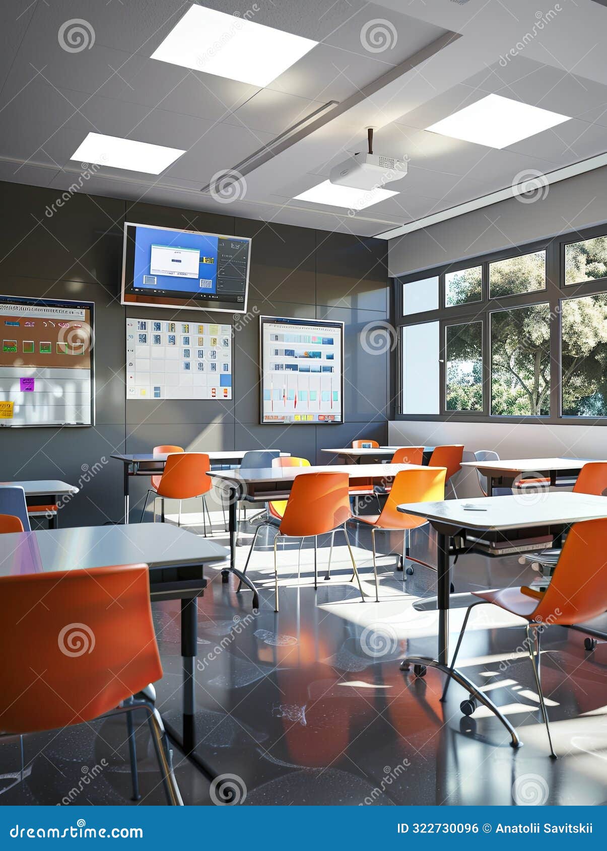 A Modern and Inviting Classroom Featuring Interactive Panels and AI ...