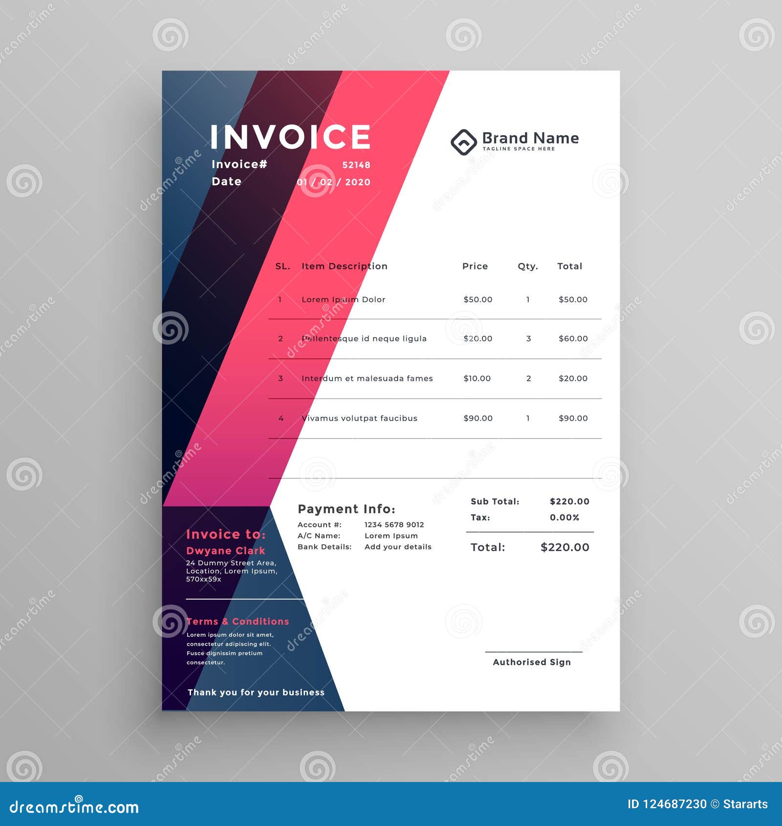 Modern Invoice Template for Your Business Stock Vector - Illustration ...